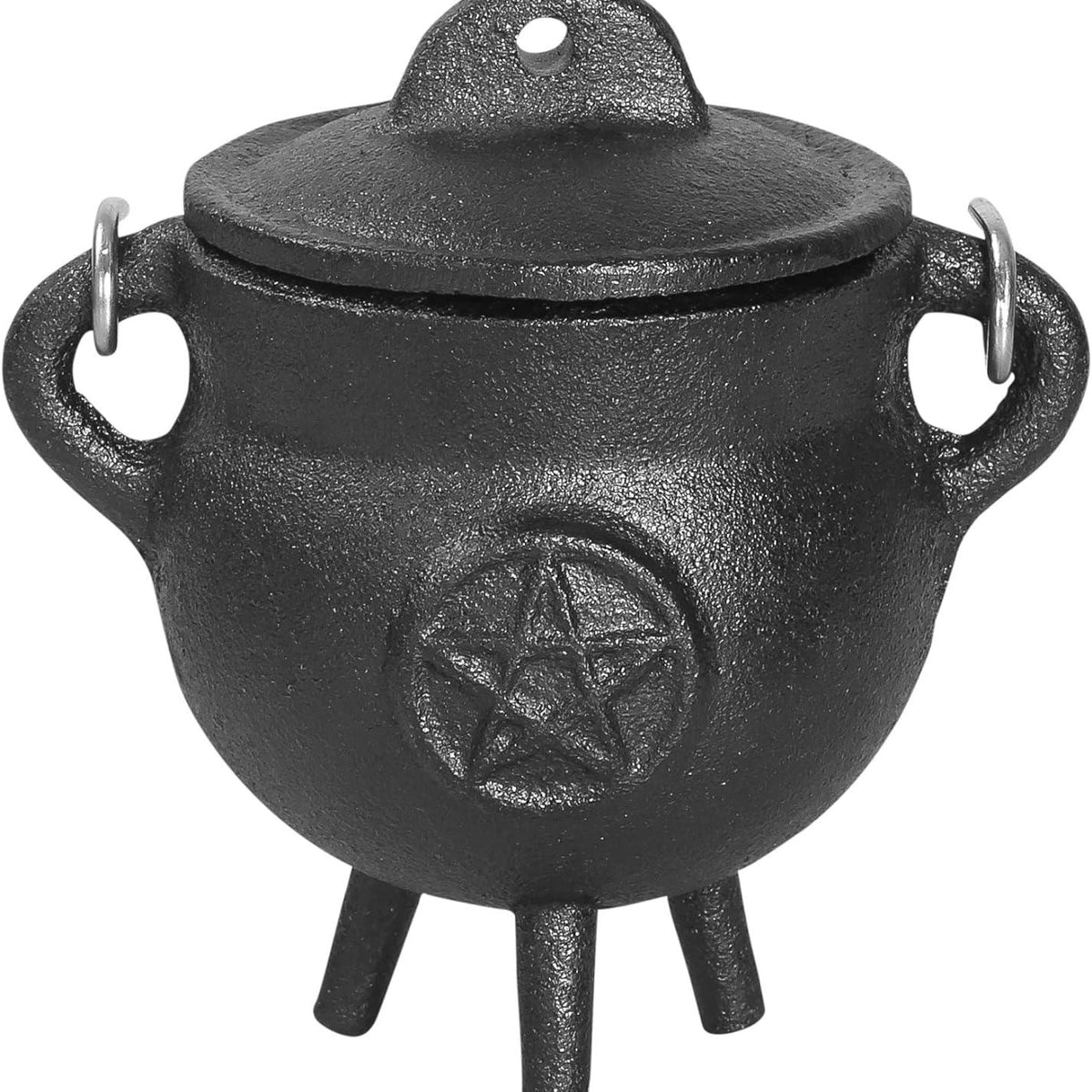 Cast Iron Cauldron with lid - medium Pentagram design – Nature's Magick