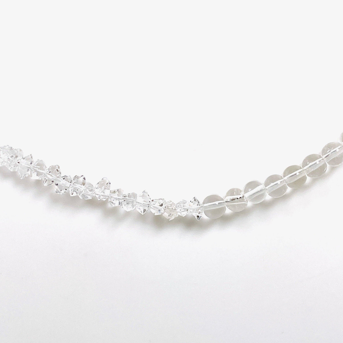 Diamond Quartz Crystals with Round Clear Quartz bead necklace 5mm ...