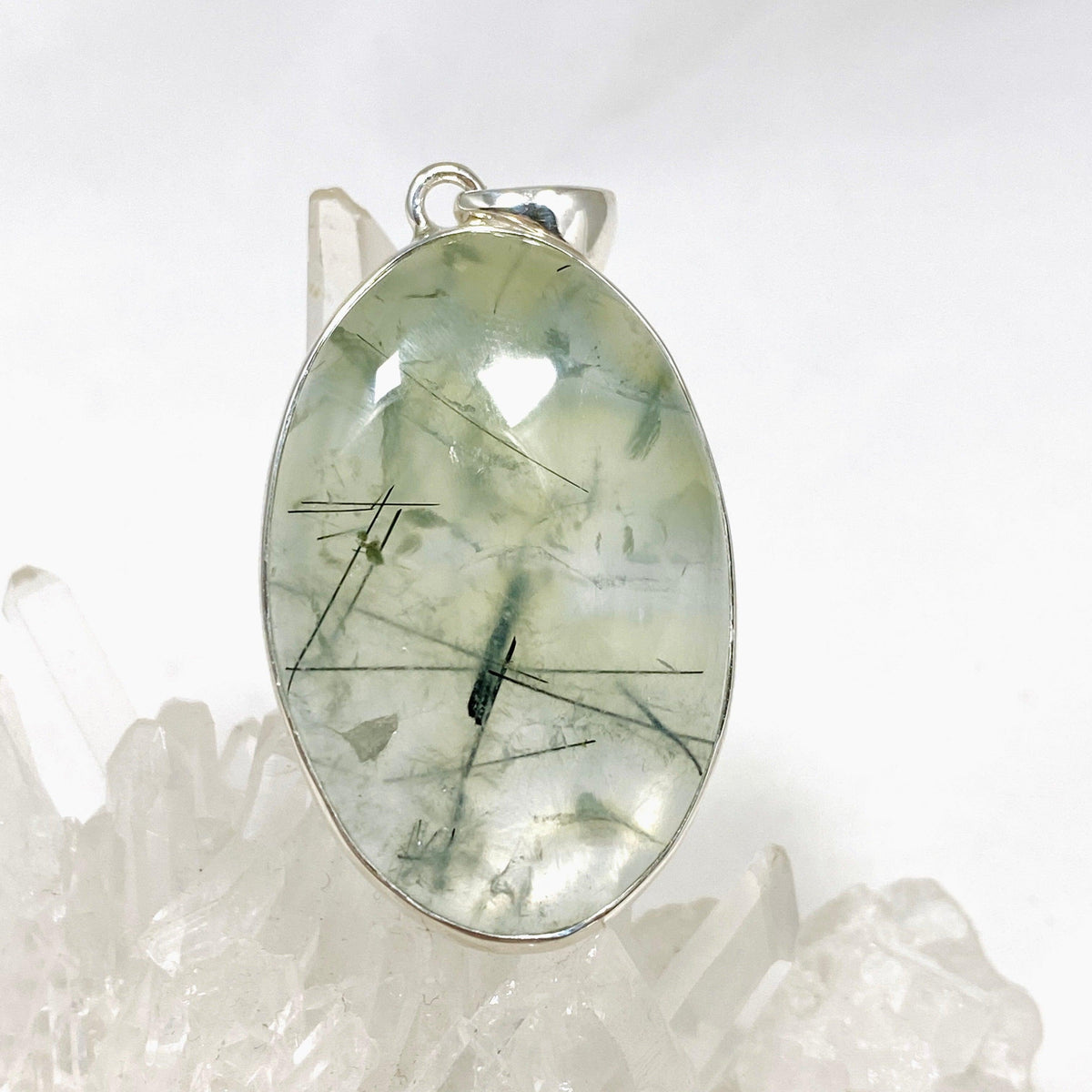 Prehnite Epidote Oval Pendant 925 Sterling Silver - Nature's Magick