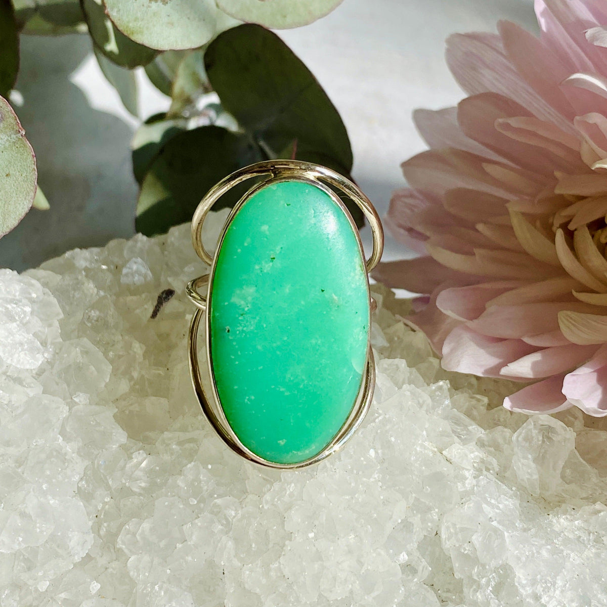 Chrysoprase oval quad band ring s.10 KRGJ1629 – Nature's Magick